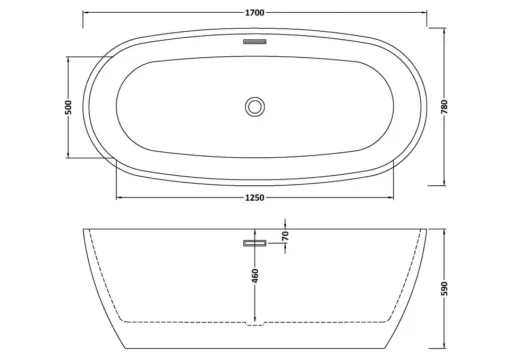 British Baths Stokesley Oval Freestanding White Acrylic Bath 1700 x 780 ...