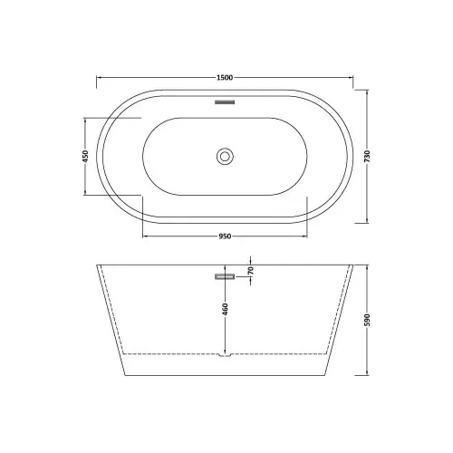 British Baths Westerdale Oval Freestanding White Acrylic Bath – 1500mm ...
